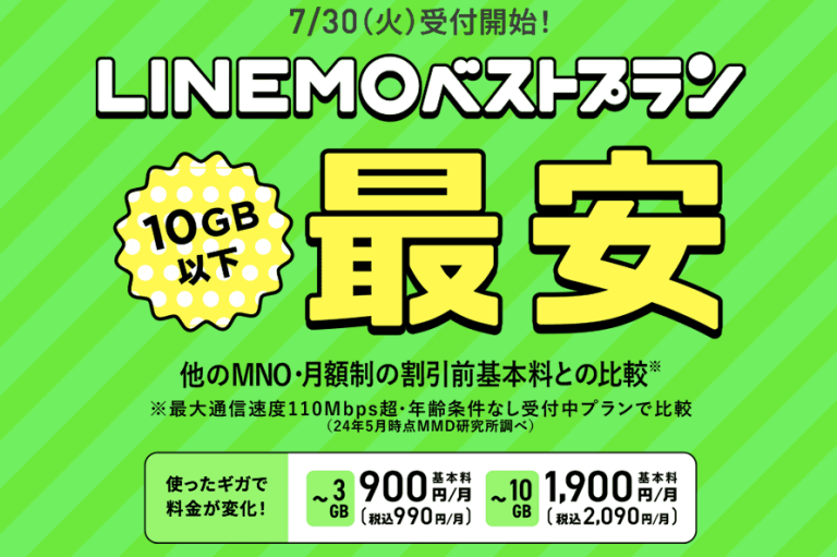 LINEMO、10GB以下最安となる2段階制の新プラン「LINEMOベストプラン/ベストプランV」を7月30日より提供開始 – ENGRAVE